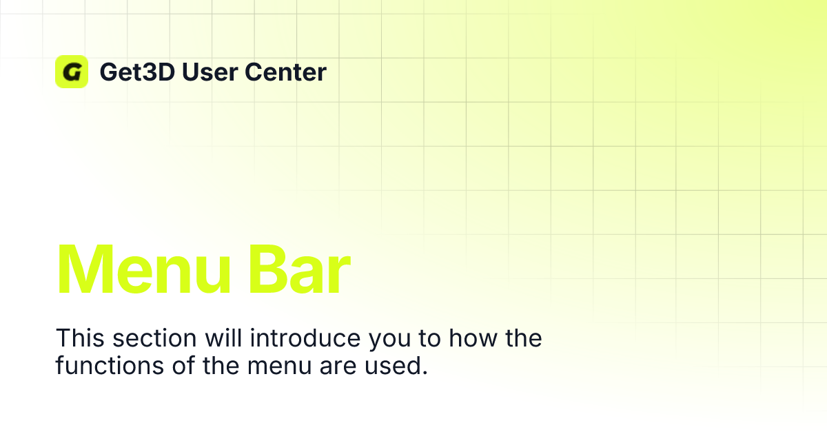 Menu Bar | Get3D