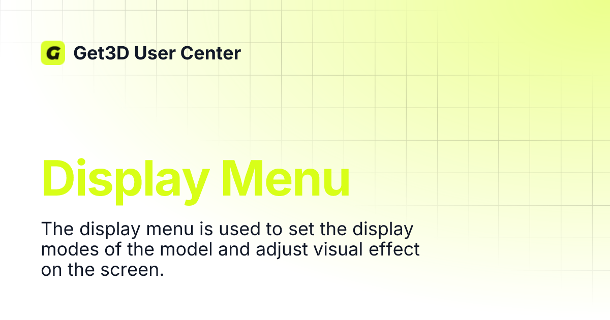 Display Menu | Get3D